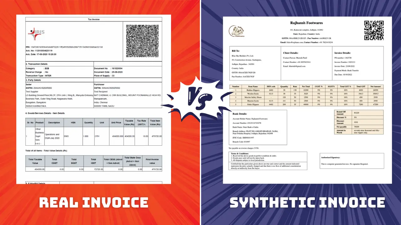 Real vs Synthetic Invoice Dataset Real vs Synthetic Invoice Dataset